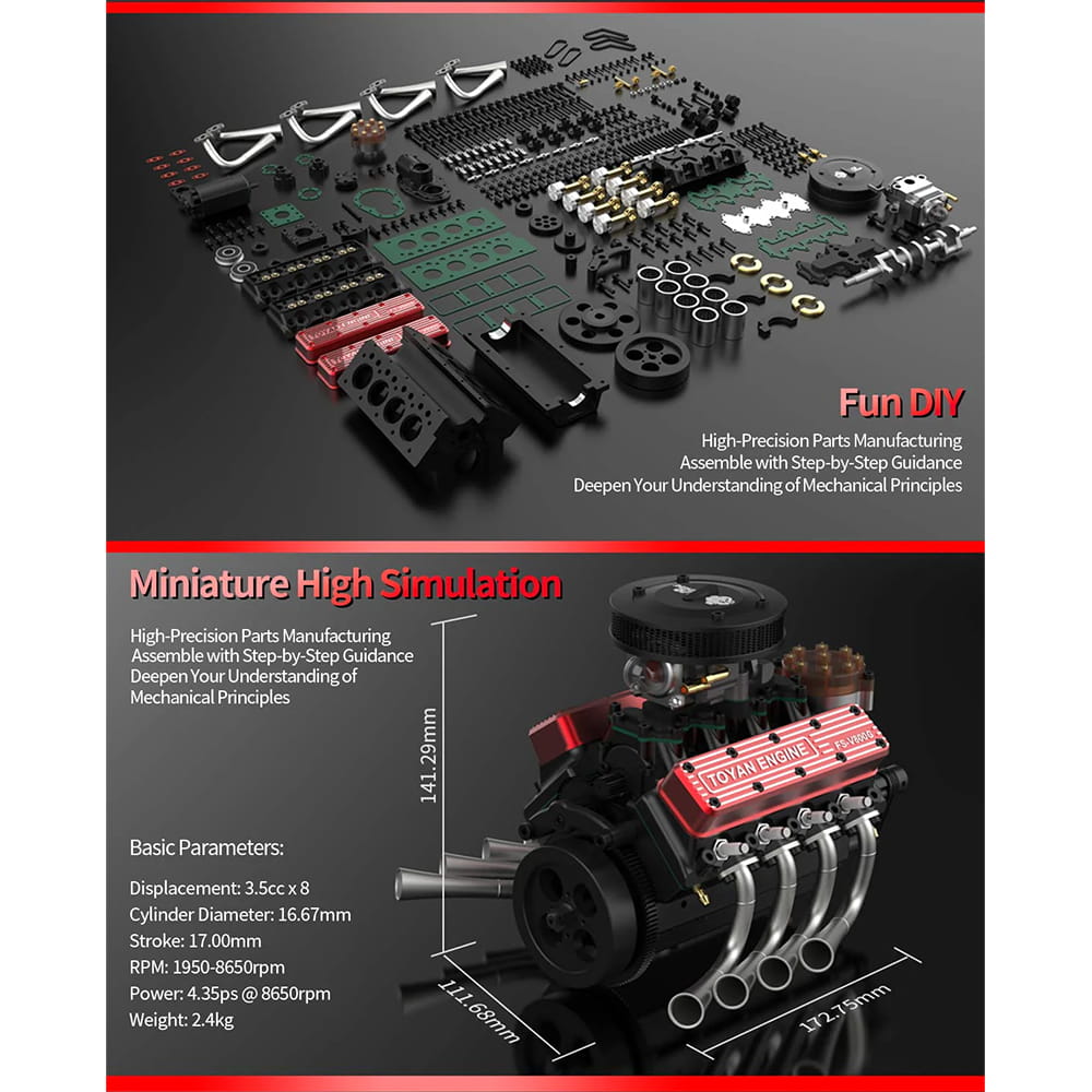 FS-V800WGPC 28cc Gasoline Internal Combustion Engine Model Kit - Mini ...